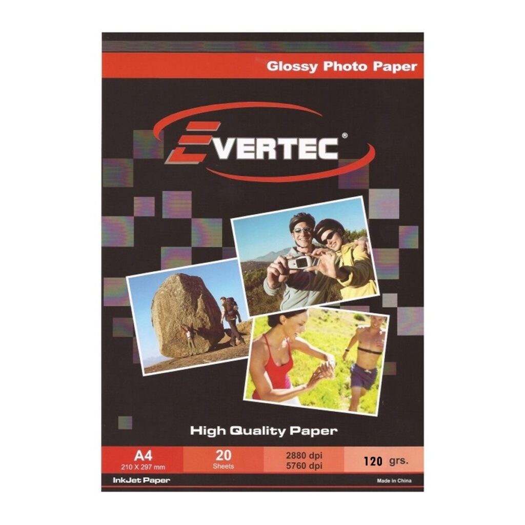 Papel Fotografico Brilloso 120gr x 20h EVERTEC - D.i.G. Insumos Gráficos